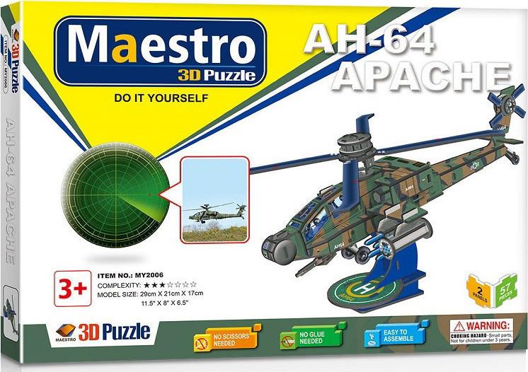 PUZZLE 3D 57ΤΜΧ.MAESTRO-AH-64 APACHE | Evripidis.gr